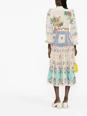 knee length dresses for ladies Zimmermann Clover Crochet Midi Dress | VNeck, Black/White, Knitted, Colour  Block