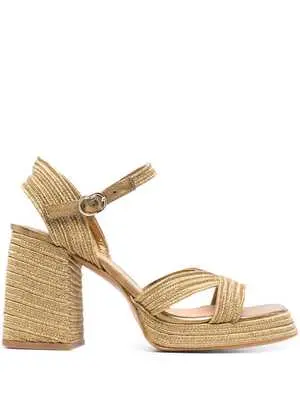 CastaÑer Interwoven Metallic Slingback Sandals - Gold