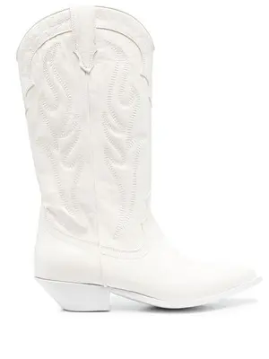 SONORA 40mm Western-style Leather Boots - White
