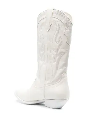 SONORA 40mm Western-style Leather Boots - White