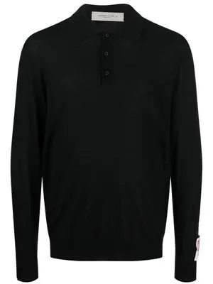 GOLDEN GOOSE Long-sleeve Knitted Polo Shirt - Black
