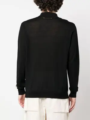 GOLDEN GOOSE Long-sleeve Knitted Polo Shirt - Black