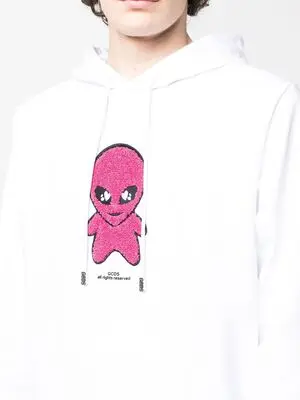 Gcds Cotton Alien-patch Hoodie - White