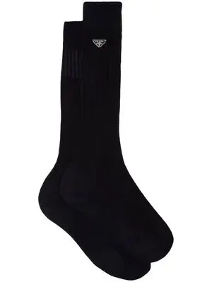 Prada Fine-ribbed Cotton Socks - Black