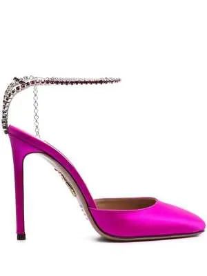 AQUAZZURA 110mm Crystal-embellished Satin Pumps