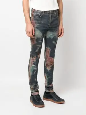PURPLE BRAND Spray-pattern Slim-fit Jeans