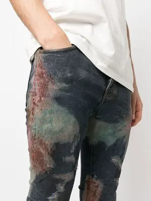 PURPLE BRAND Spray-pattern Slim-fit Jeans