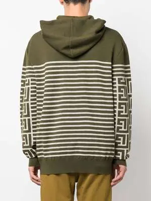 Balmain Monogrammed Striped Hoodie - Green