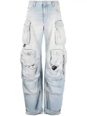 Attico Fern Ripped Wide-leg Jeans