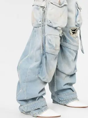 Attico Fern Ripped Wide-leg Jeans