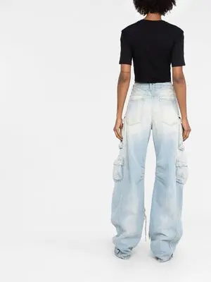 Attico Fern Ripped Wide-leg Jeans