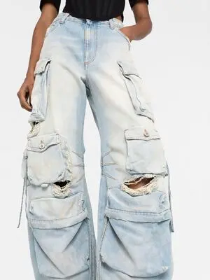 Attico Fern Ripped Wide-leg Jeans