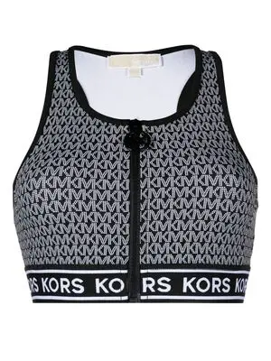 Michael Kors Monogram-print Zip-up Bikini Top