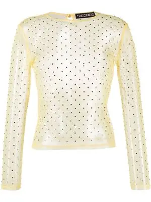 SIEDRES Desta Crystal-embellished Top - Yellow