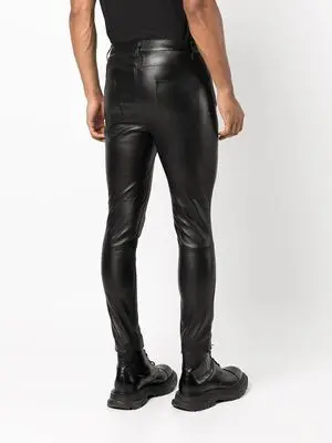 ROMEO HUNTE Slim-fit Leather Trousers - Black