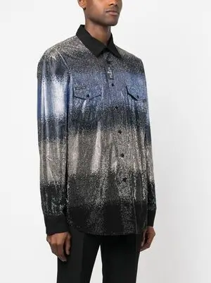 Philipp Plein Striped Sequin Shirt