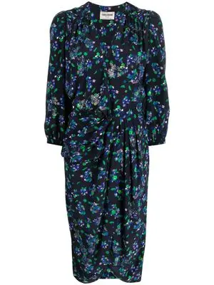 Zadig&Voltaire Draped Floral-print Midi Dress