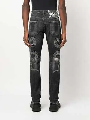 Philipp Plein Snake-motif Ripped Jeans