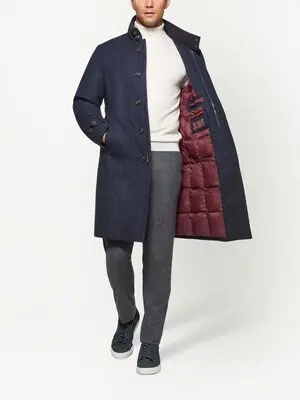 NORWEGIAN WOOL Single-breasted Down-filled Coat - Blue