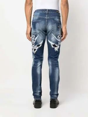 Philipp Plein Distressed Straight-leg Jeans