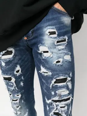 Philipp Plein Distressed Straight-leg Jeans