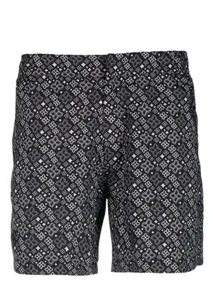 Tagliatore Abstract-pattern Swim Shorts - Black