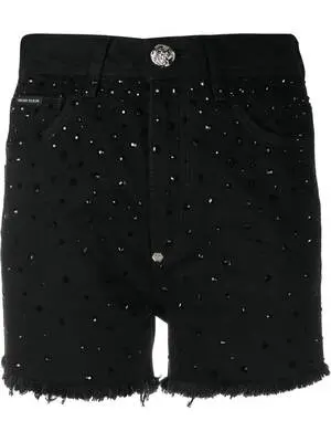Philipp Plein Logo-patch Crystal-embellished Shorts