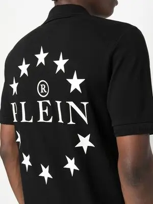 Philipp Plein Stars Print Polo Shirt - Black