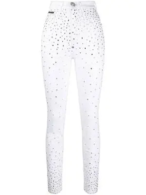 Philipp Plein Rhinestone-embellished Skinny Jeans - White