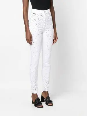 Philipp Plein Rhinestone-embellished Skinny Jeans - White