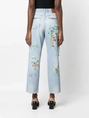 Philipp Plein Cropped Rhinestone-embellished Jeans