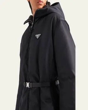 Prada Re-nylon Hooded Down Belted Jacket
