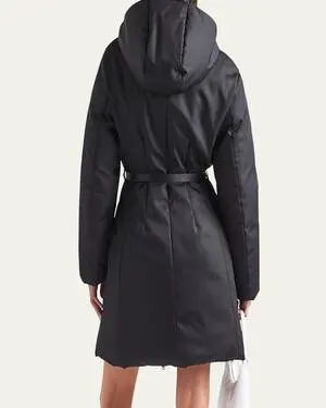 Prada Re-nylon Hooded Down Belted Jacket