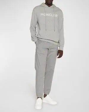 Moncler Men's Embroidered Logo Hoodie - Light Grey