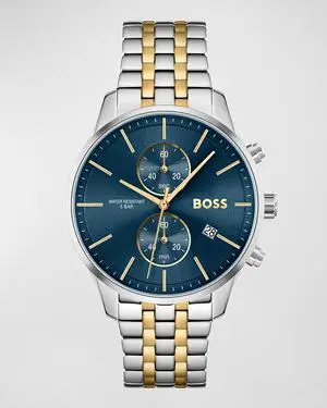 Hugo Boss Men's Associate Two-tone Chronograph Bracelet Watch, 42mm - Blue