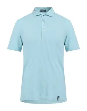 DRUMOHR Man Polo Shirt Slate Blue Size S Cotton Sky Blue