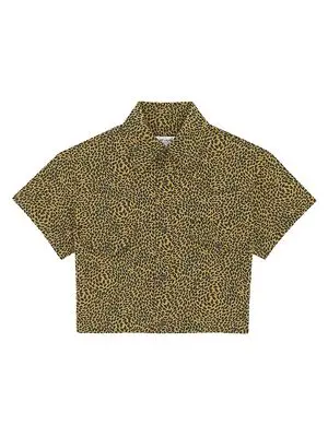 Saint Laurent Women's Leopard-print Cropped Shirt - Leopard  - Leopard