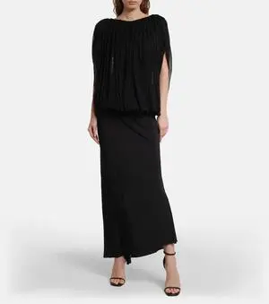 Rick Owens Gathered Silk Chiffon Top - Black