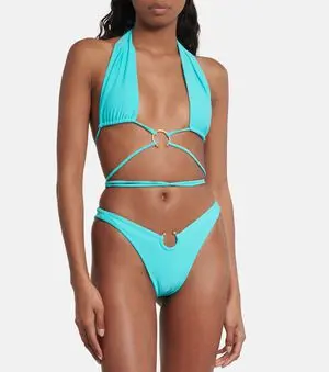 SAME Pierced Wrap Bikini Top - Blue