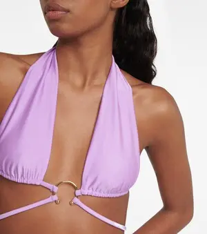 SAME Pierced Wrap Bikini Top - Purple