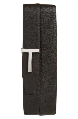 TOM FORD T Icon Reversible Leather Belt - Enb Brown/black