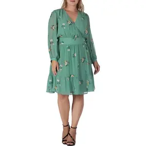 STANDARDS & PRACTICES Long Sleeve Floral Wrap Dress