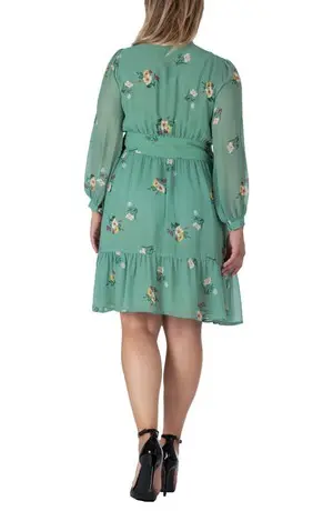 STANDARDS & PRACTICES Long Sleeve Floral Wrap Dress