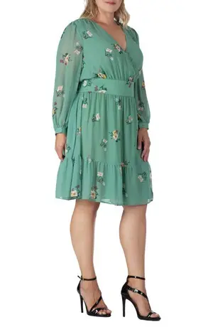 STANDARDS & PRACTICES Long Sleeve Floral Wrap Dress