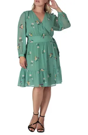 STANDARDS & PRACTICES Long Sleeve Floral Wrap Dress