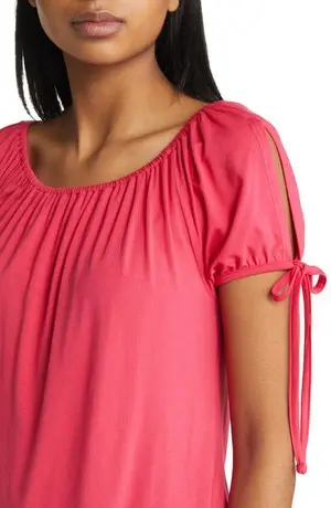 Loveappella Slit Sleeve Knit Top - Pink Polish