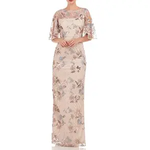 Js Collections Daphne Embroidered Sequin Gown - Mauve/ Silver