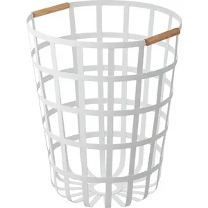 YAMAZAKI Tosca Round Steel Laundry Basket - White