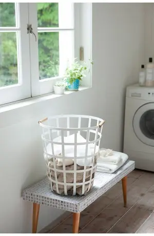 YAMAZAKI Tosca Round Steel Laundry Basket