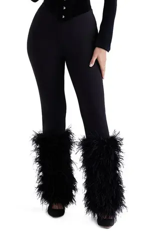 House Of Cb Nicolette Feather Trim Pants - Black